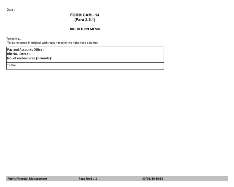 Form Cam - 14 (Para 2.6.1) : Bill Return Memo | PDF | Finance & Money ...