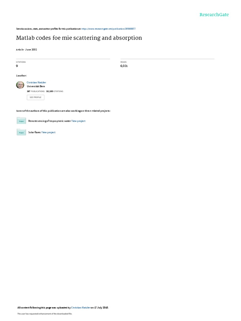 MATLAB Mie Scattering Functions | PDF | Permittivity | Physics