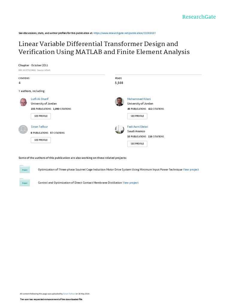 Linear Variable Differential Transformer Design and Verification Using MATLAB and Finite Element ...