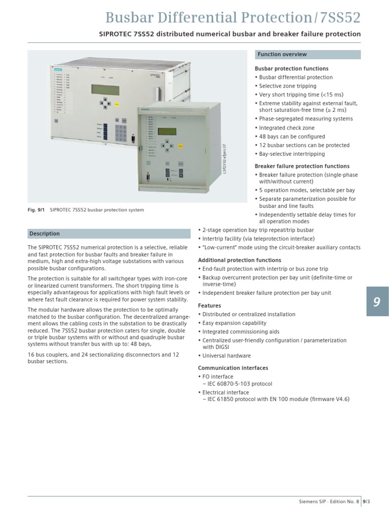 7ss52-Distributed Busbar Differential Protection | PDF | Electrical ...