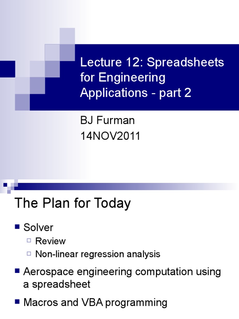 Automating Engineering Analysis With Spreadsheets Using Solver Regression Macros And Vba