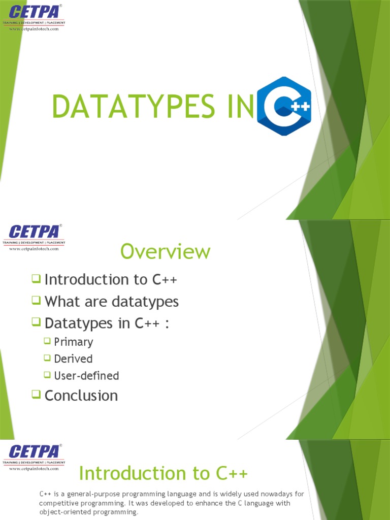 Datatypes in C++ | PDF | Data Type | C++ Datatypes in C++ | PDF | Data Type | C++