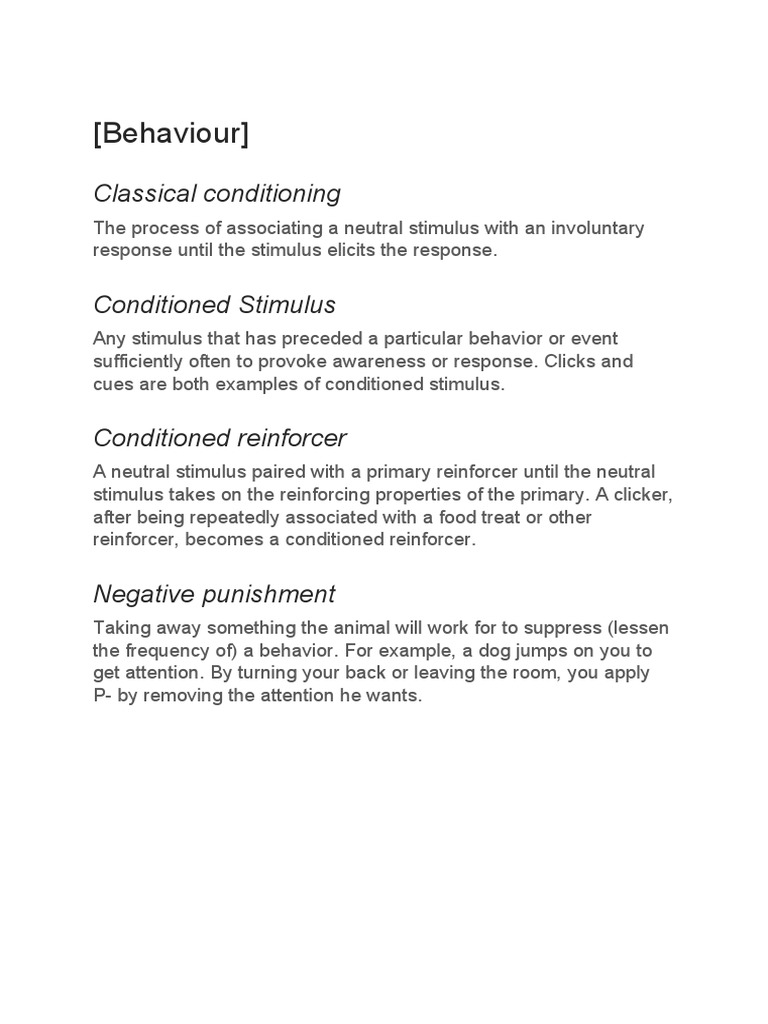 (Behaviour) : Classical Conditioning | PDF