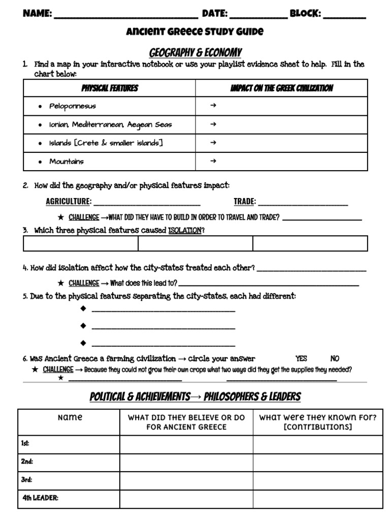Ancient Greece Study Guide | PDF | Ancient Greece | Greece