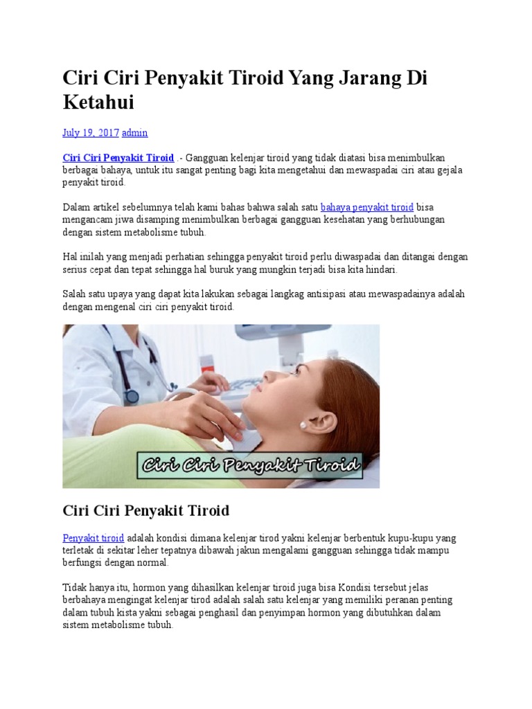 Ciri-Ciri Penyakit Tiroid yang Perlu Diketahui | PDF | Kesehatan Holistik