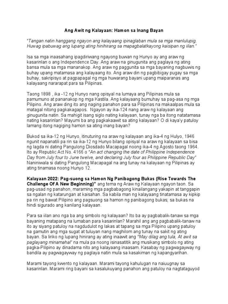 Editoryal - Araw NG Kalayaan | PDF