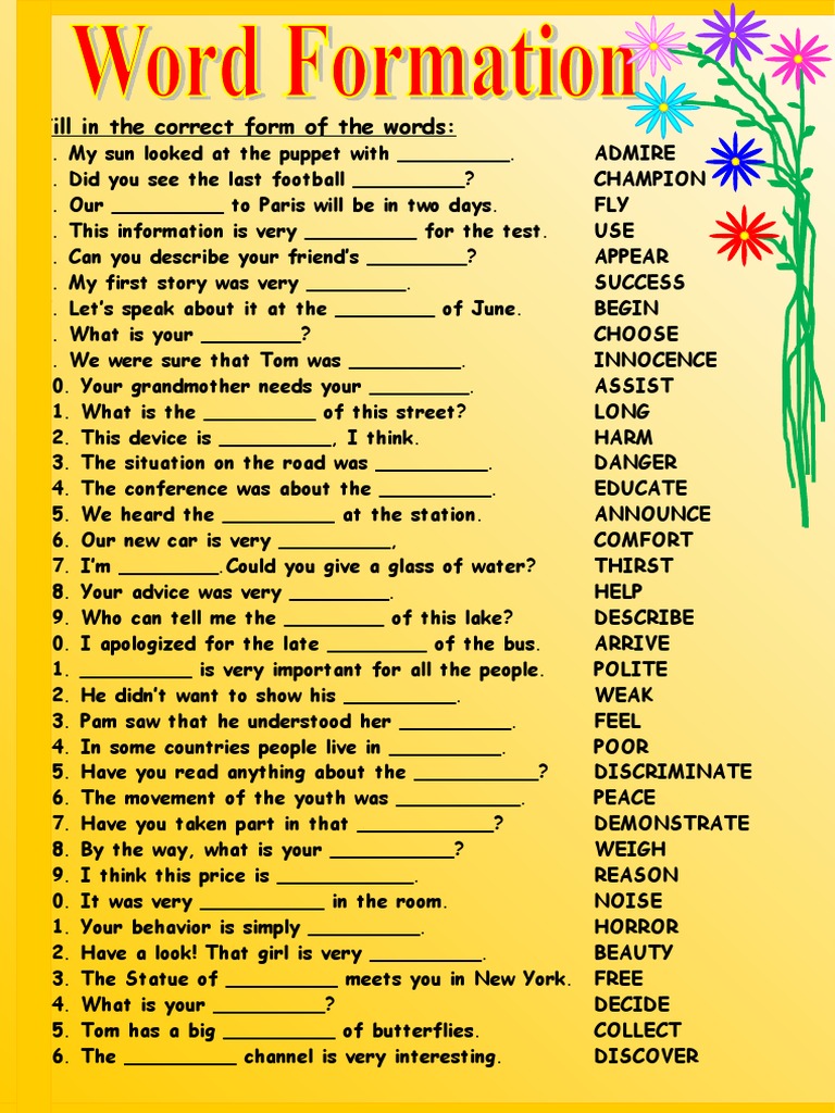 Fill in The Correct Form of The Words | PDF