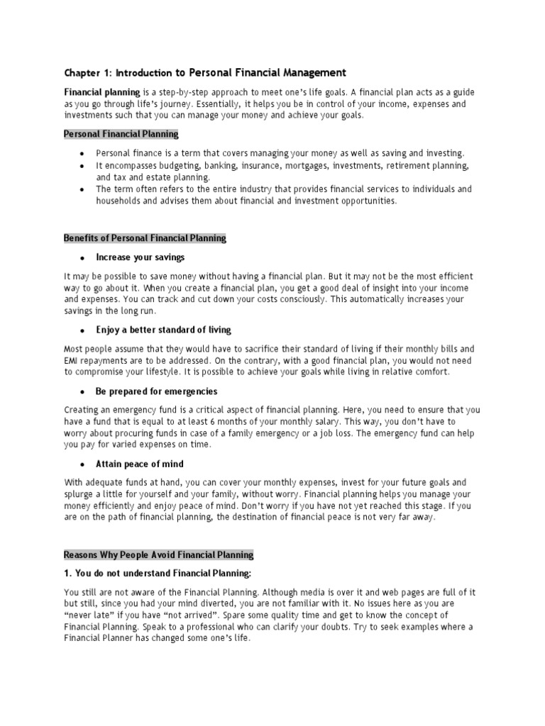 Chapter 1 Introduction To Personal Financial Management | PDF | Risk ... Chapter 1 Introduction To Personal Financial Management | PDF | Risk ...