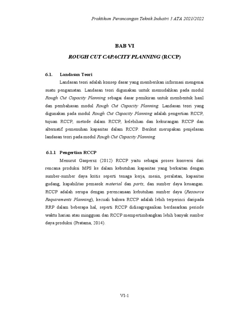 (Asistensi 2) 15. BAB VI ROUGH CUT CAPACITY PLANNING | PDF