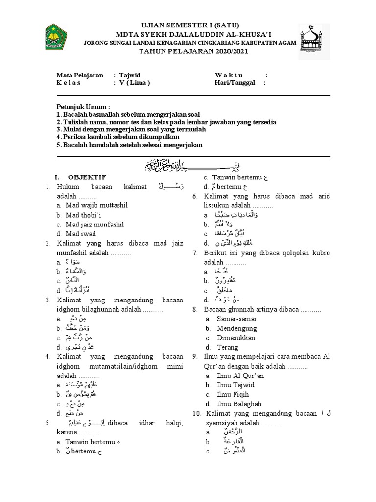 Soal Mapel Tajwid | PDF