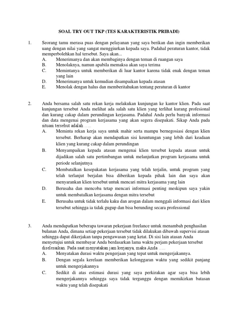 Bagi SOAL TRY OUT TKP 2 | PDF