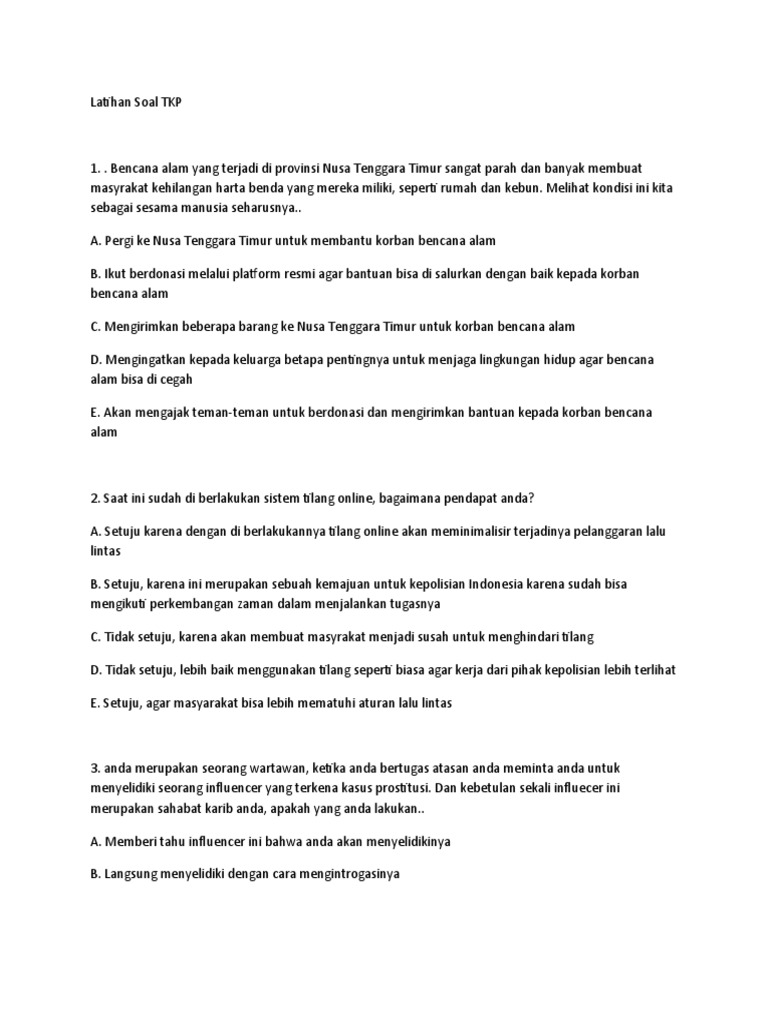 Bagi Latihan Soal TKP 9-4-21 | PDF