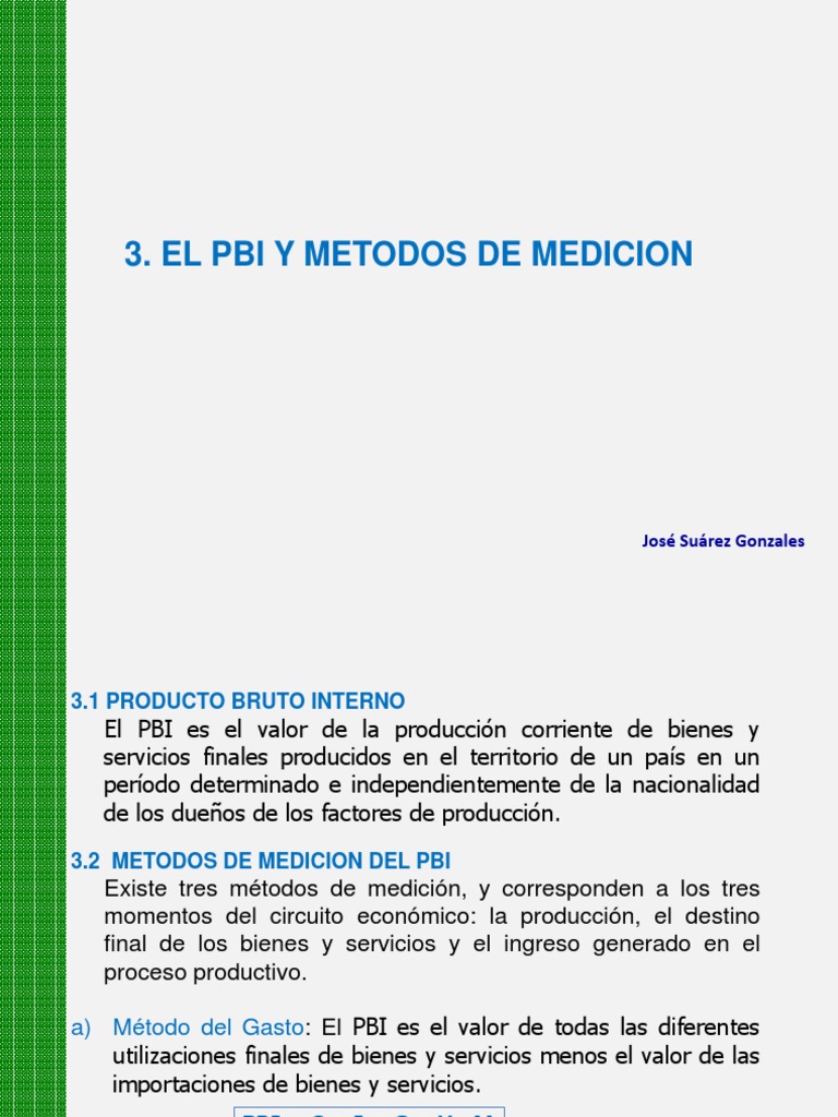 Metodos De Medicion Del Pbi Pdf Producto Interno Bruto Economias