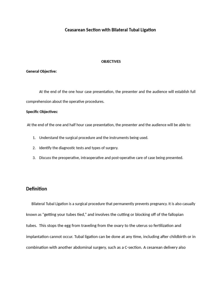 Cs With BTL | Download Free PDF | Anesthesia | Health Care