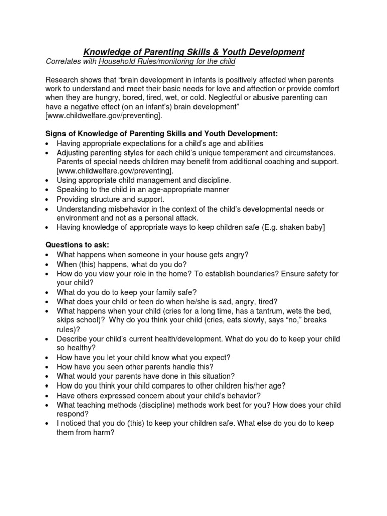 Knowledge of Parenting Skills | PDF | Parenting | Childhood