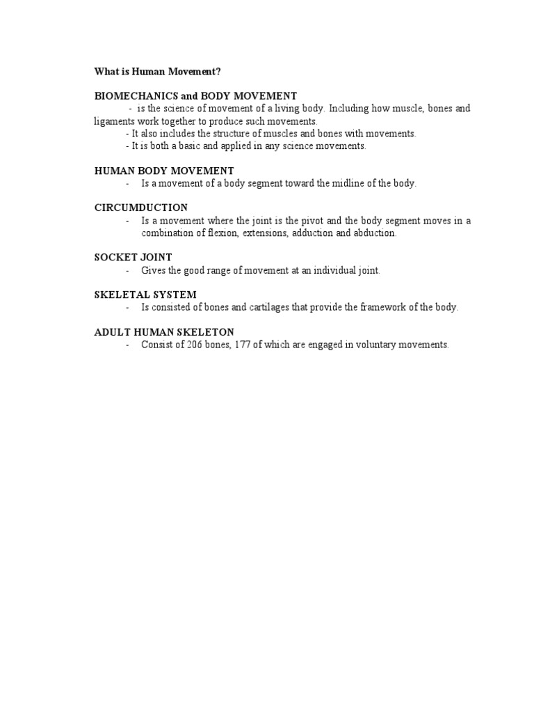 Understanding Human Body Movement | PDF | Self-Improvement | Wellness