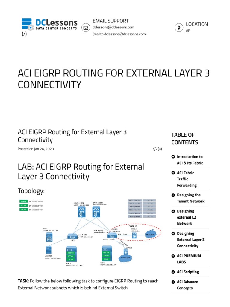 ACI EIGRP Routing For External Layer 3 Connectivity - DCLessons | PDF ...