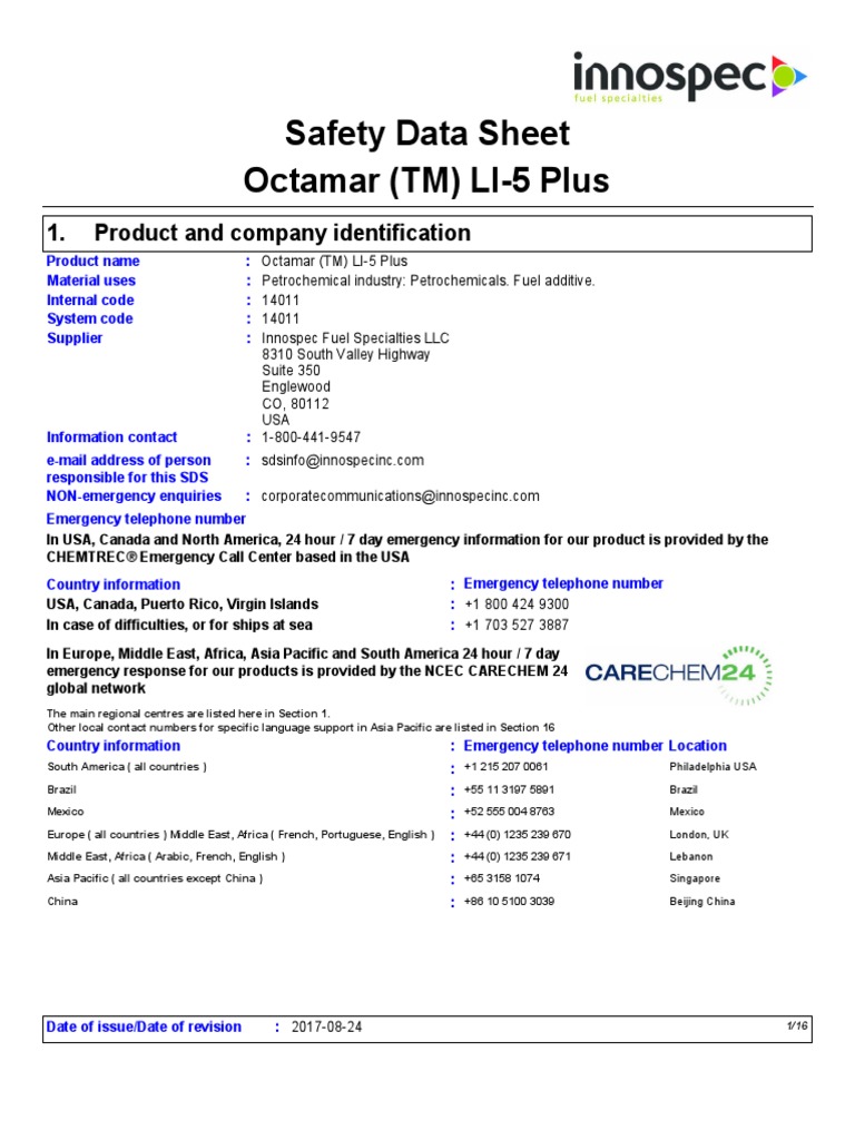 Li5 Plus Msds | PDF | Firefighting | Personal Protective Equipment