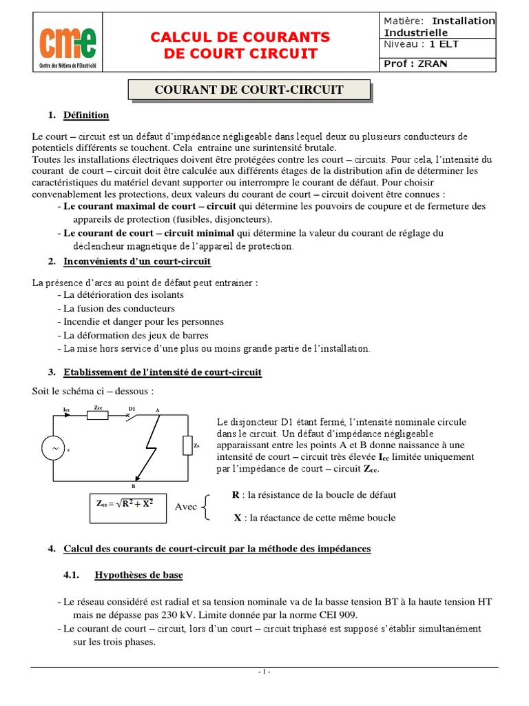 Calcule des courants de court | calcul de courant de court circuit – Akapv