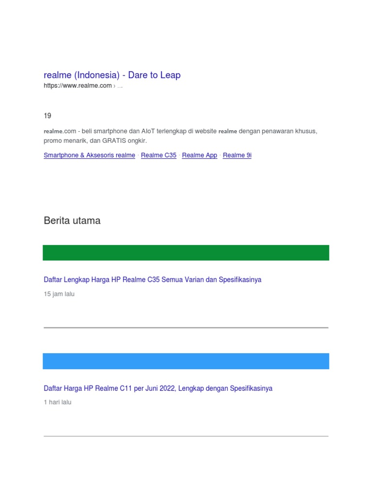Harga & Spesifikasi Realme C11 & C35 | PDF | Bisnis | Komputer