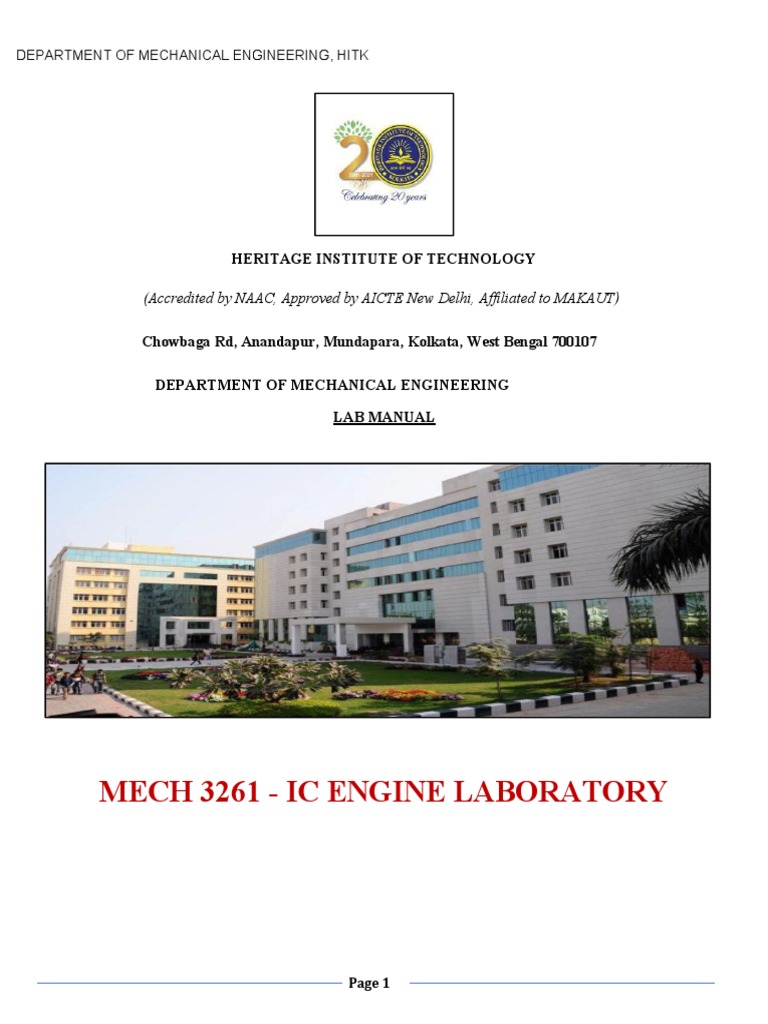 Ic Engine Lab Manual - Sumanta Banerjee | PDF