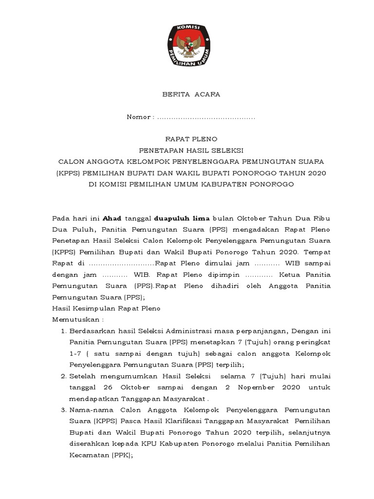 Ba Pps Penetapan Kpps Bagi Yang Perpanjangan | PDF