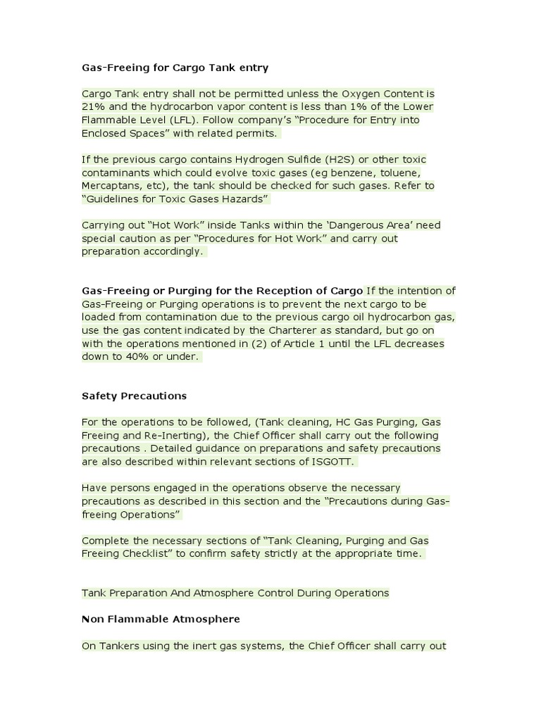 Gas-Freeing For Cargo Tank Entry | Download Free PDF | Oil Tanker ...