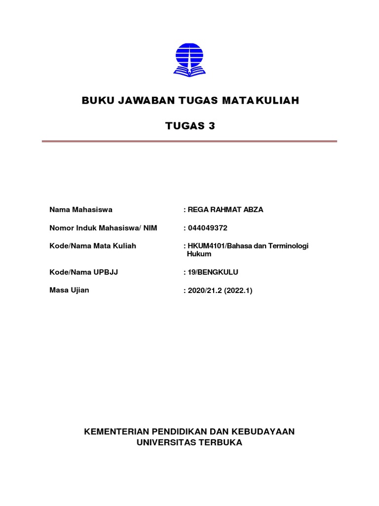 HKUM4101 Bahasa Dan Terminologi Hukum - Rega Rahmat Abza - 044049372 | PDF
