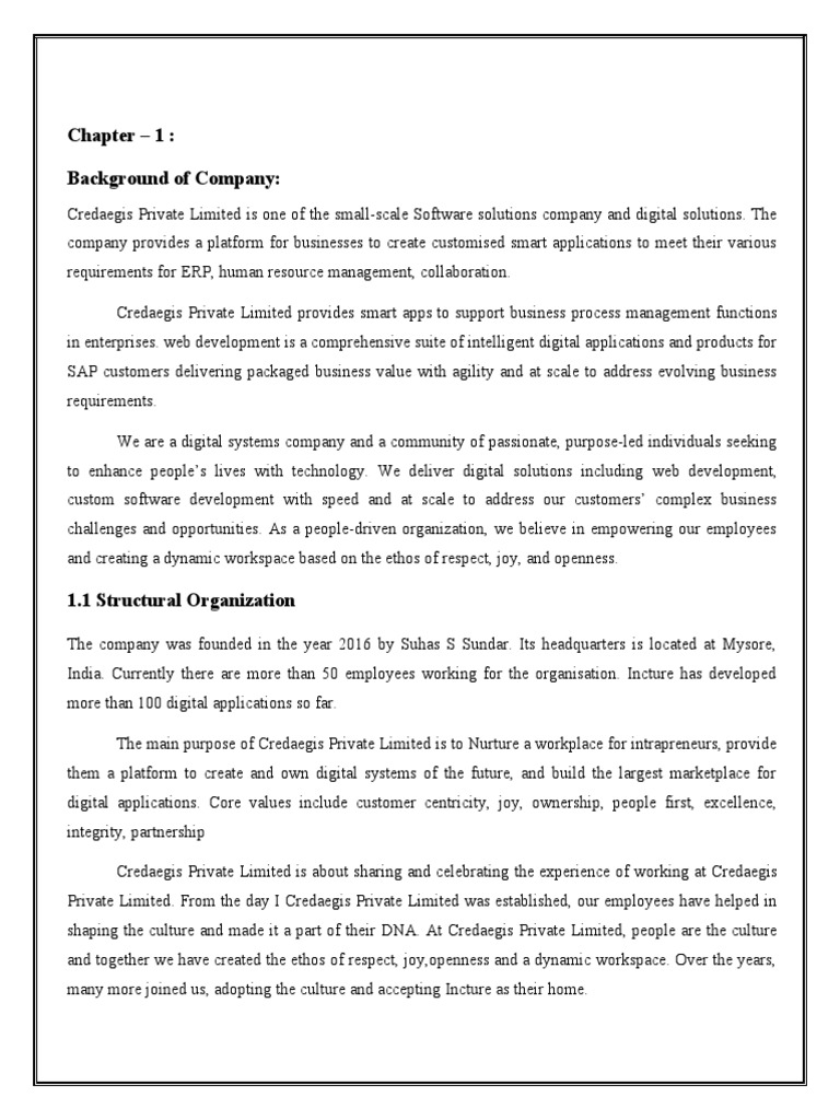 Chapter - 1: Background of Company | PDF
