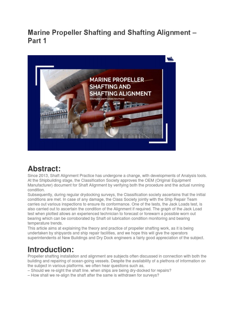 Marine Propeller Shafting and Shafting Alignment | PDF | Propeller ...