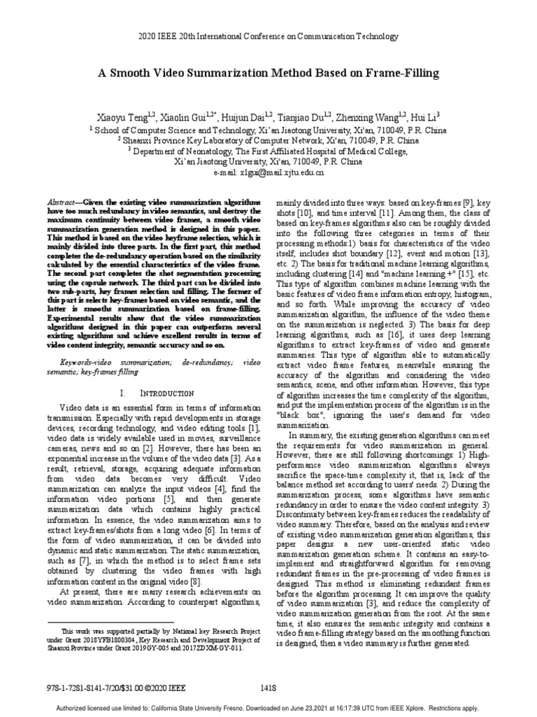 Frame Recognize By De Redundancy Algorithm Pdf Image Segmentation Information
