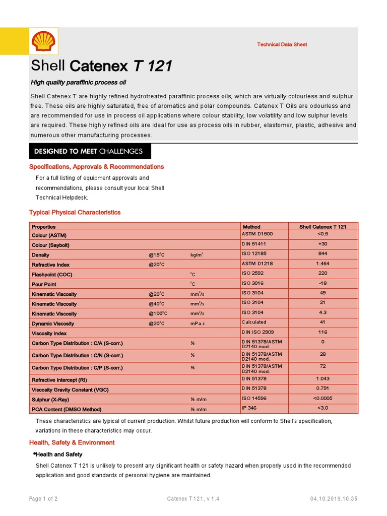 Shell Catenex T 121 | PDF | Viscosity | Chemical Substances