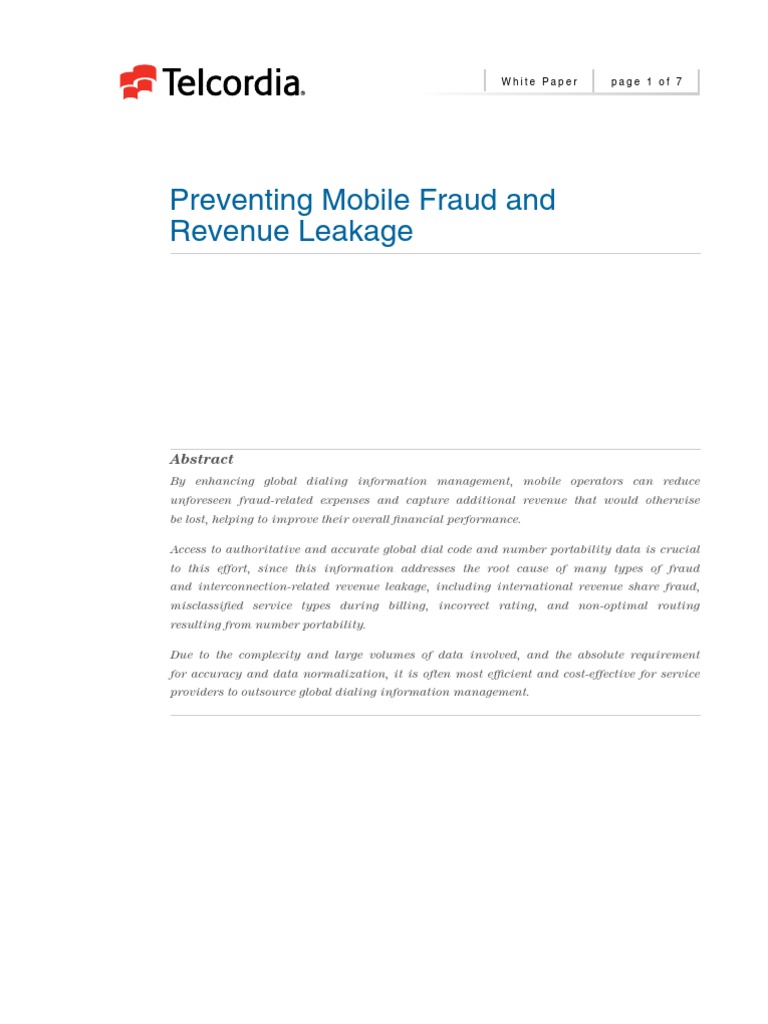 Preventing Mobile Fraud WP 2010 | PDF | Fraud | Roaming