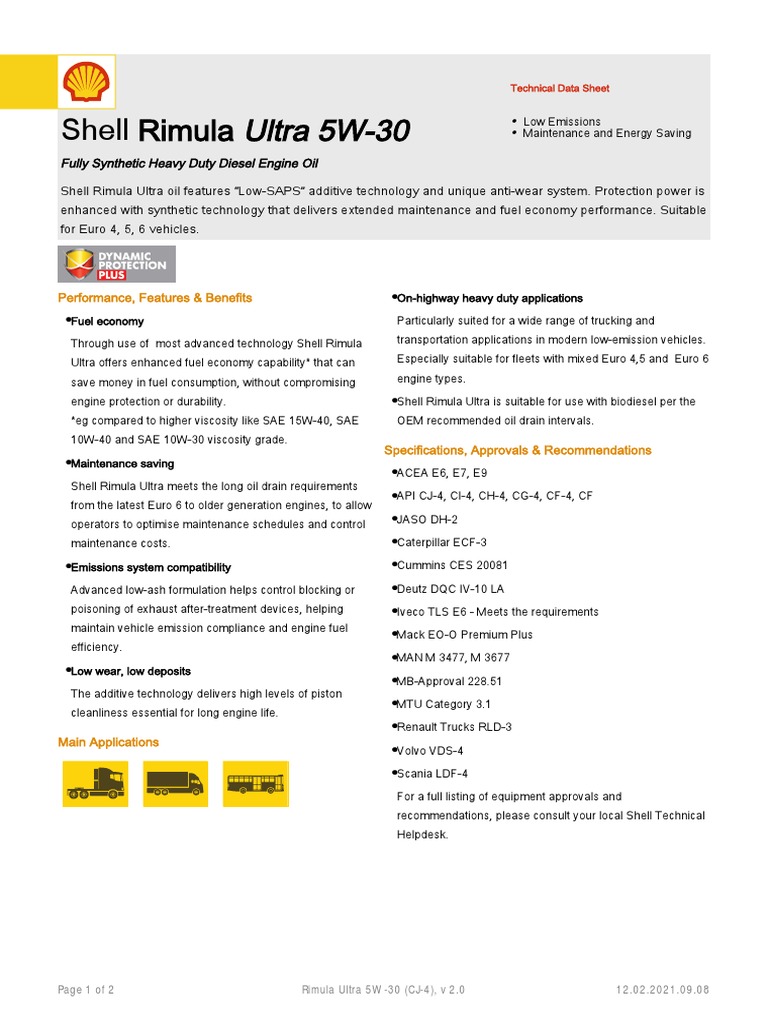 Shell Rimula Ultra 5W-30 | Download Free PDF | Motor Oil