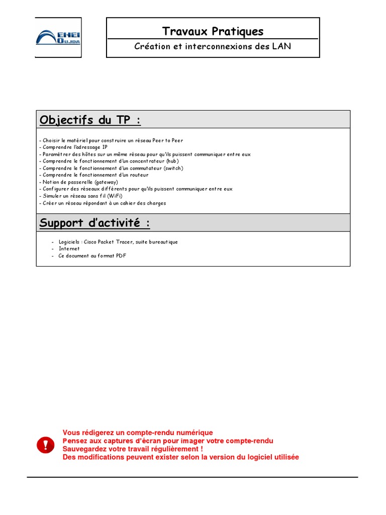 TP Sur La Creation Et Interconnexion Des LAN | PDF | Adresse IP | Protocoles Internet
