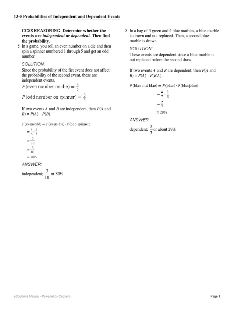 Independent vs Dependent Probability | PDF | Probability | Mathematical ...