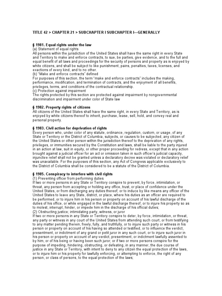 USC Title 42 Chapter 21 | PDF | Citizenship | Conspiracy (Criminal)