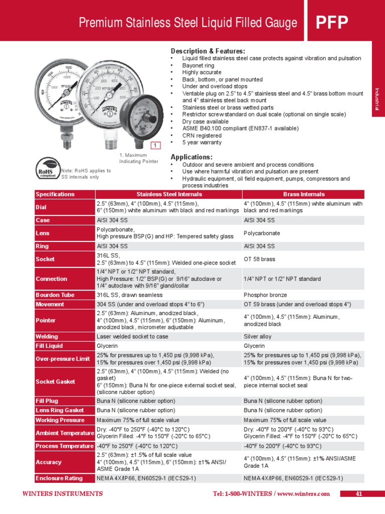 PFP | PDF | Stainless Steel | Pressure
