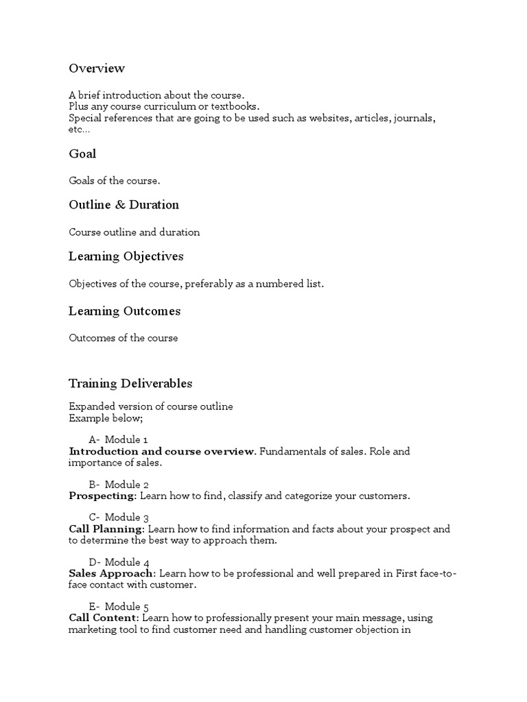 Course Content Template | PDF | Career & Growth