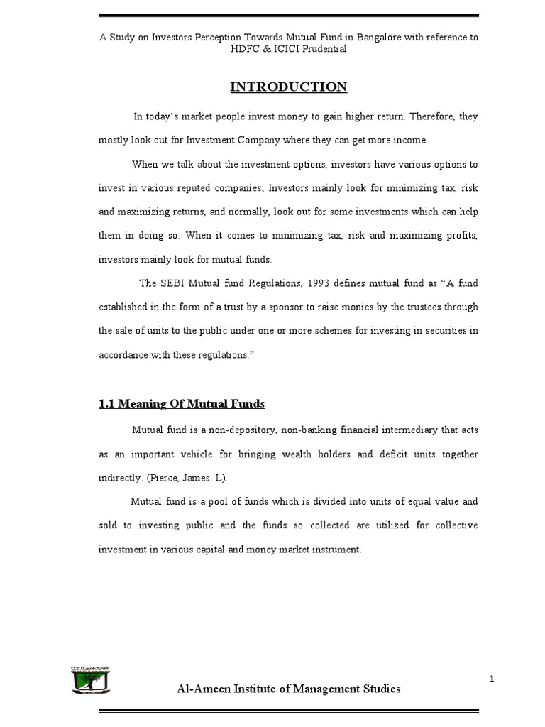A Study On Investors Perception Towards Mutual Fund | PDF | Investment ...