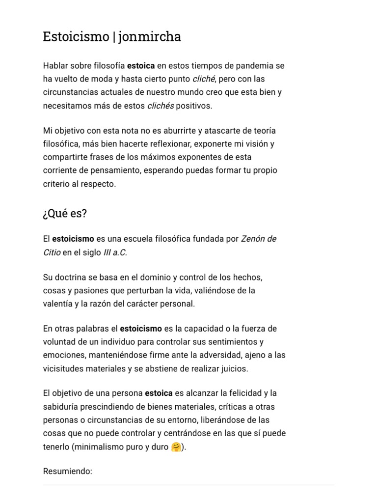 Estoicismo Jonmircha | PDF | Estoicismo | Sicología