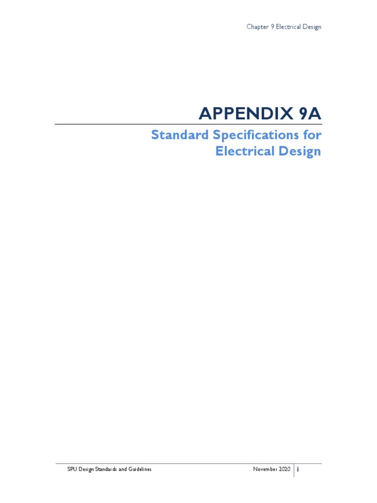 Appendix 9A: Standard Specifications For Electrical Design | PDF | Specification (Technical ...