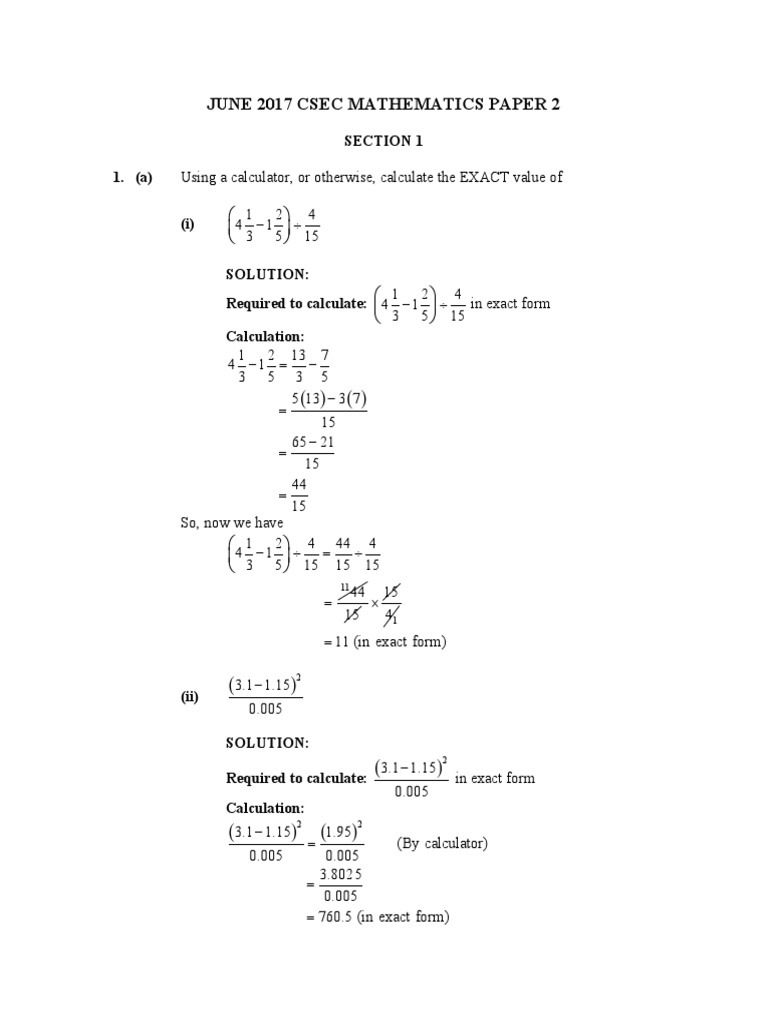 CSEC Maths JUNE 2017 Answer Sheet | Download Free PDF | Circle | Triangle