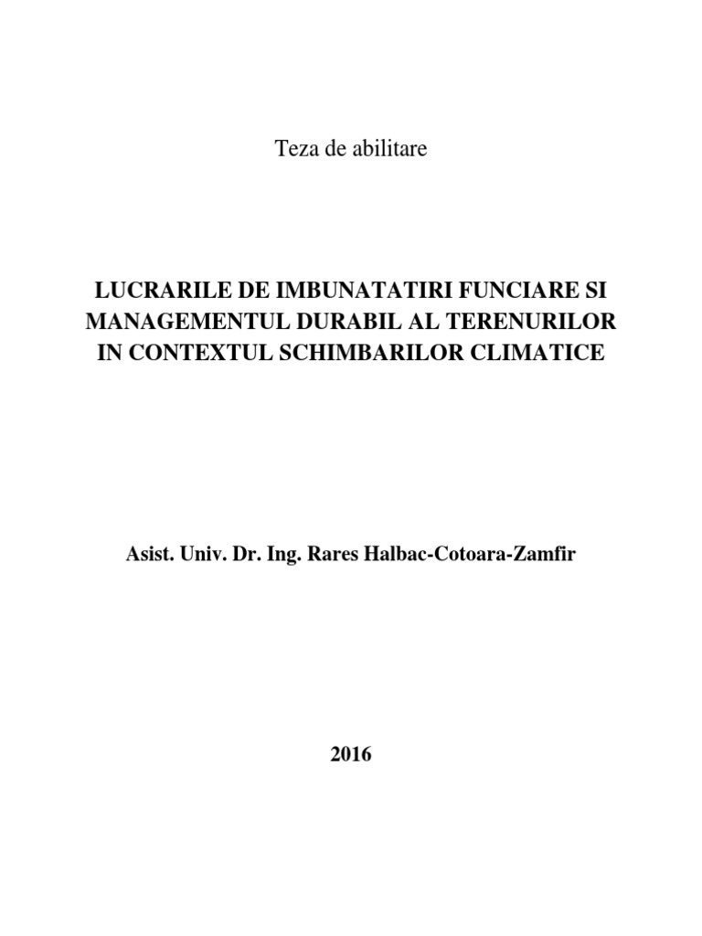 Teza de Abilitare Halbac-Cotoara-Zamfir Rares | PDF | Sustainability | Drought