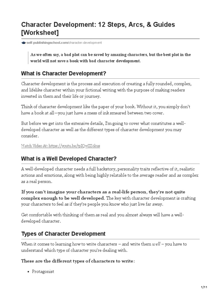Character Development Worksheet | PDF | Psychology | Psychological Concepts