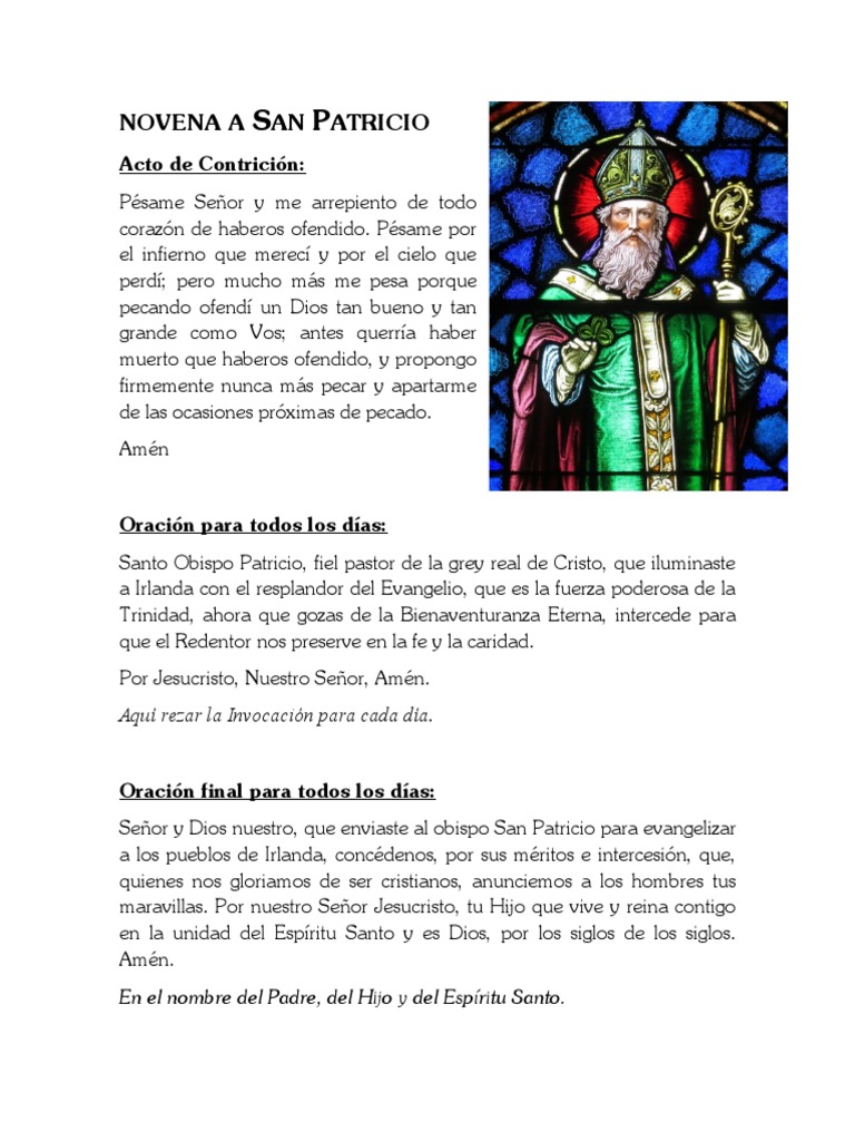 Novena A San Patricio | PDF | Oración | orador del Señor