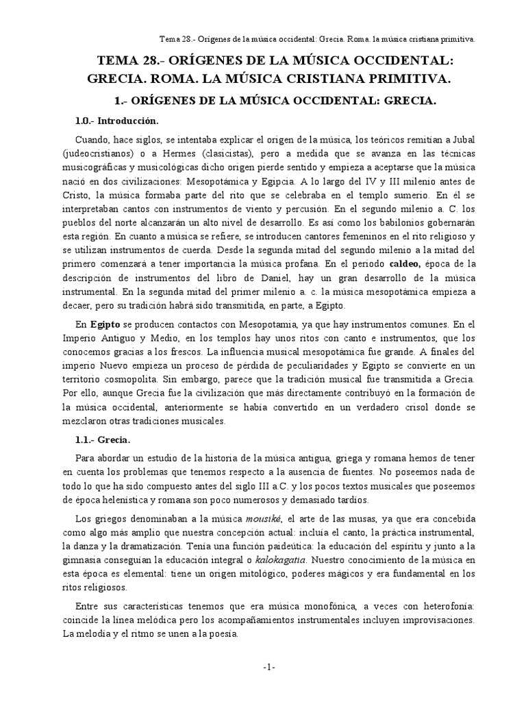 Temas de la música en Roma y Grecia | PDF | Intervalo (música) | Escala ...