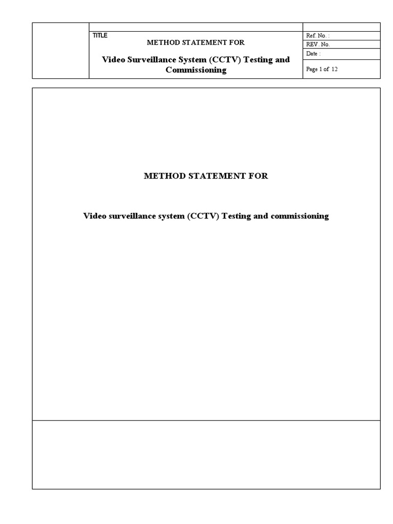 CCTV Testing and Commissioning Method Statement | PDF | Closed Circuit ...