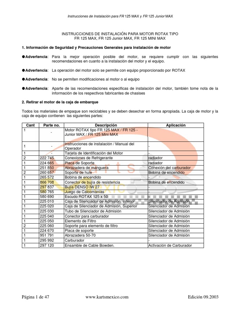 Manual Rotax Max | PDF | Carburador | Tornillo