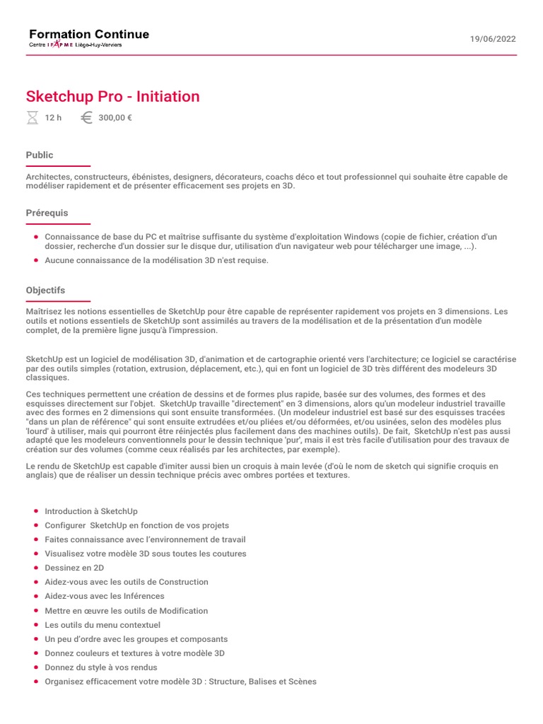 Formation SketchUp Pro 3D pour Débutants | PDF | SketchUp | Informatique